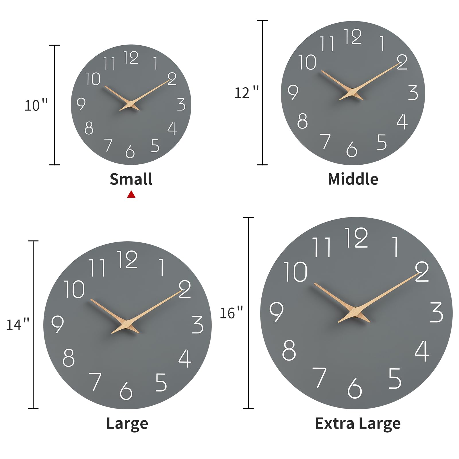 Mosewa Wall Clock Silent Non-Ticking Wall Clocks Battery Operated - 10 Inch Wood Modern Simple Clock Decorative for Kitchen, Bedroom, Bathroom, Office, Living room (Gray)