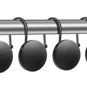 Round Button Resin Shower Curtain Hooks Set of 12 Decorative Shower Curtain Hangers for Bathroom Classic Farmhouse Style Simple Modern Elegant Matte Black