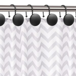 Round Button Resin Shower Curtain Hooks Set of 12 Decorative Shower Curtain Hangers for Bathroom Classic Farmhouse Style Simple Modern Elegant Matte Black