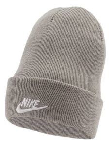 nike unisex sportswear cuffed utility beanie (as1, alpha, one_size, light grey heather/white)