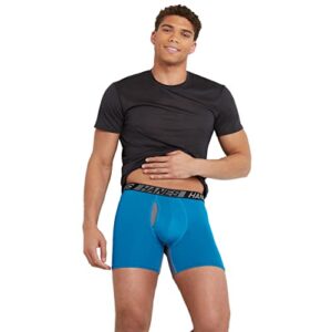 Hanes Men's X-Temp Utility Pocket Boxer Briefs Pack, Total Support Pouch, 3-Pack, Awesome Blue/Palatinate Blue/Black, Large