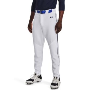 under armour men's utility baseball straight leg pant pipe 22, (102) white/midnight navy/midnight navy, medium