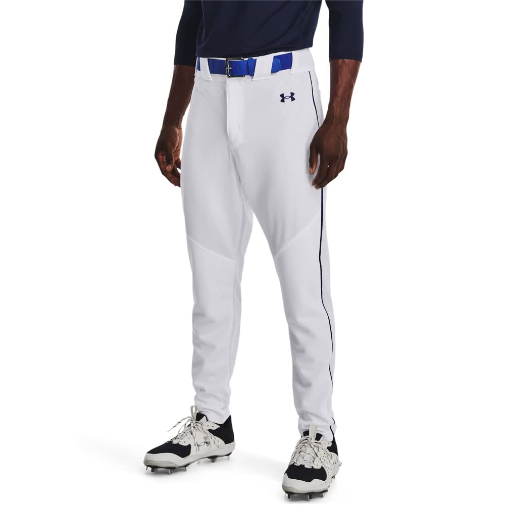 Under Armour Men's Utility Baseball Straight Leg Pant Pipe 22, (102) White/Midnight Navy/Midnight Navy, Medium