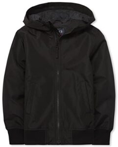 the children's place boys windbreaker jacket, black, small us