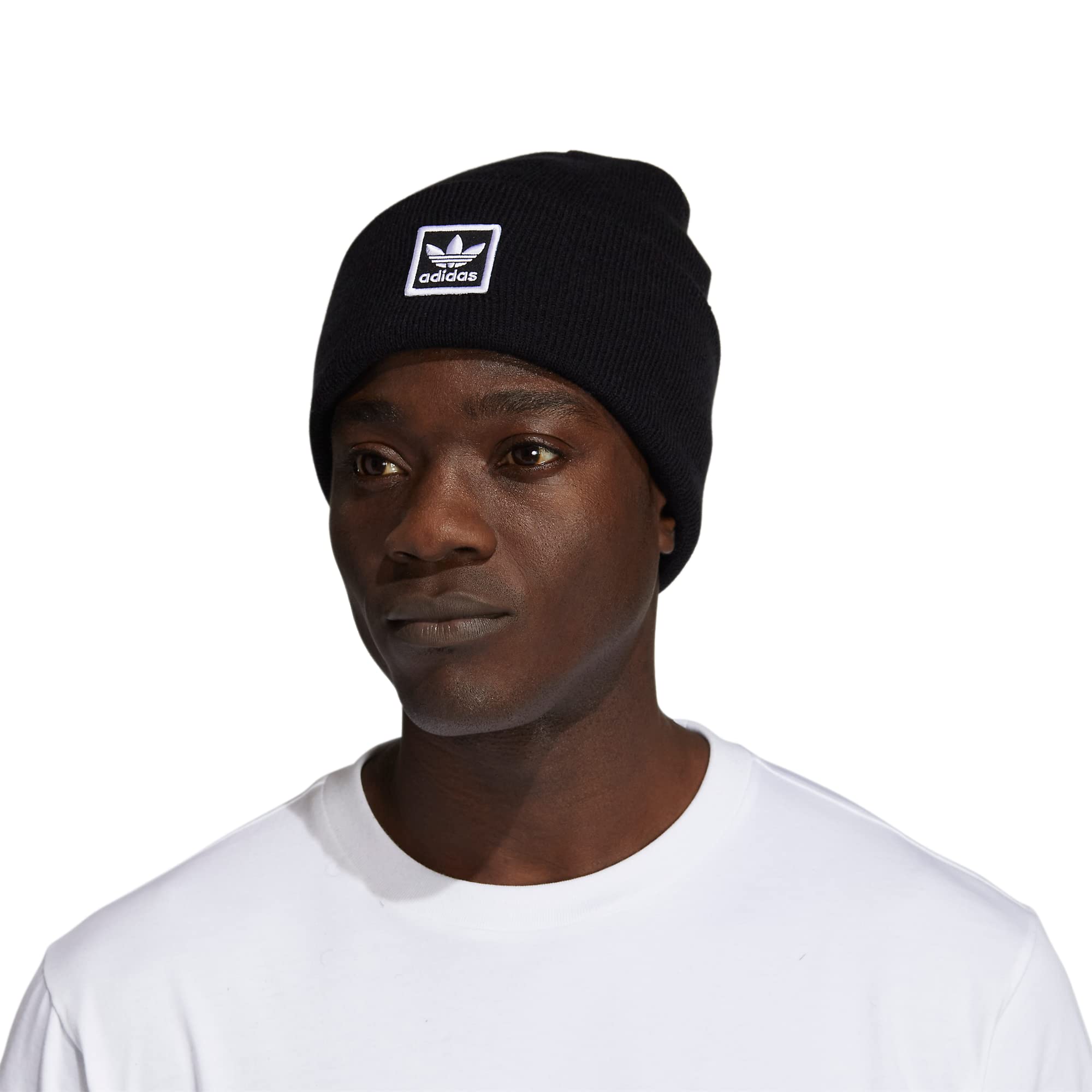 adidas Originals Tall Utility Cuff Beanie, Black/White, One Size