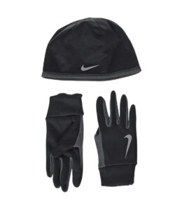 nike men's run thermal hat and glove set s/m black/anthracite/silver (n.rc.34.045)