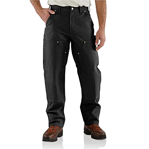 Carhartt mens Loose Fit Firm Duck Double-front work utility pants, Black, 44W x 32L US