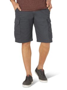 wrangler authentics men's stretch twill cargo shorts, asphalt, 46