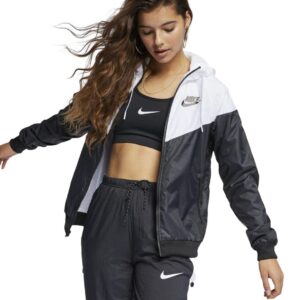 nike womens sportswear windrunner jacket (medium, black/white)