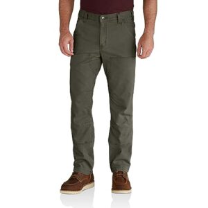 carhartt men's rugged flex relaxed fit canvas double-front utility work pant, moss, 35 x 30