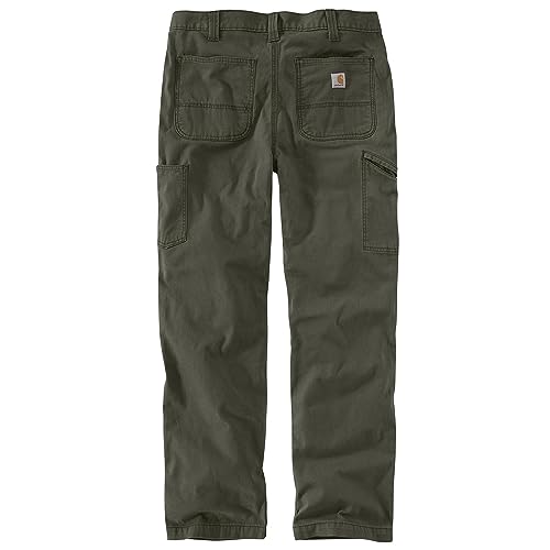 Carhartt Men's Rugged Flex Relaxed Fit Canvas Double-Front Utility Work Pant, Moss, 35 x 30