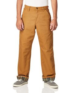 carhartt men's loose fit washed duck flannel-lined utility work pant, carhartt brown, 40w x 30l