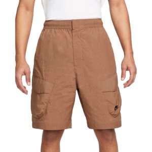 nike sportswear tech essentials men's woven unlined utility shorts size-l brown