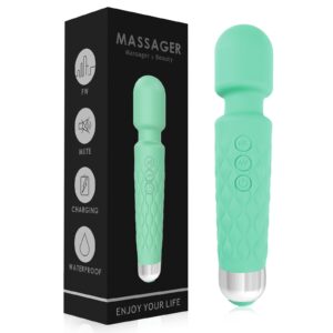 lnoruch rechargeable vibrator massager - 20 patterns & 8 speeds - vibrator wand for women,sex toys, adult toys, vibrator for her pleasure, full body relaxation, light green