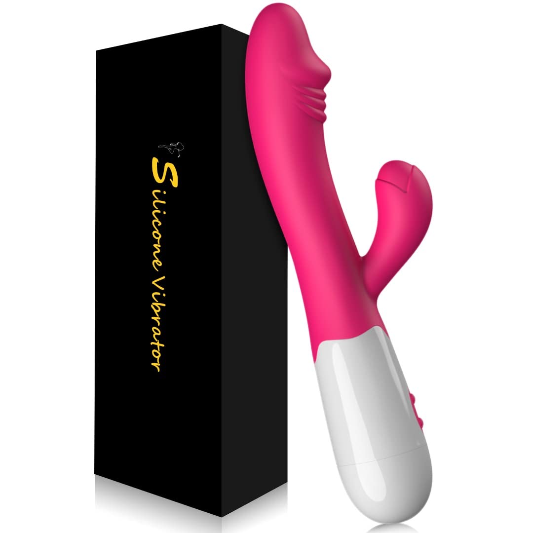 Pink Rabbit Dildo Vibrator, Adult Toys for Womens Sex Pleasure, G Spot Clit Vibrator 30 Speeds, Rose Toys/Woman Sex Toys for Couples. Silicon & Waterproof Female Vibrators with Quiet Operation