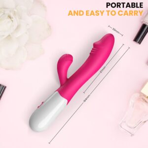 Pink Rabbit Dildo Vibrator, Adult Toys for Womens Sex Pleasure, G Spot Clit Vibrator 30 Speeds, Rose Toys/Woman Sex Toys for Couples. Silicon & Waterproof Female Vibrators with Quiet Operation