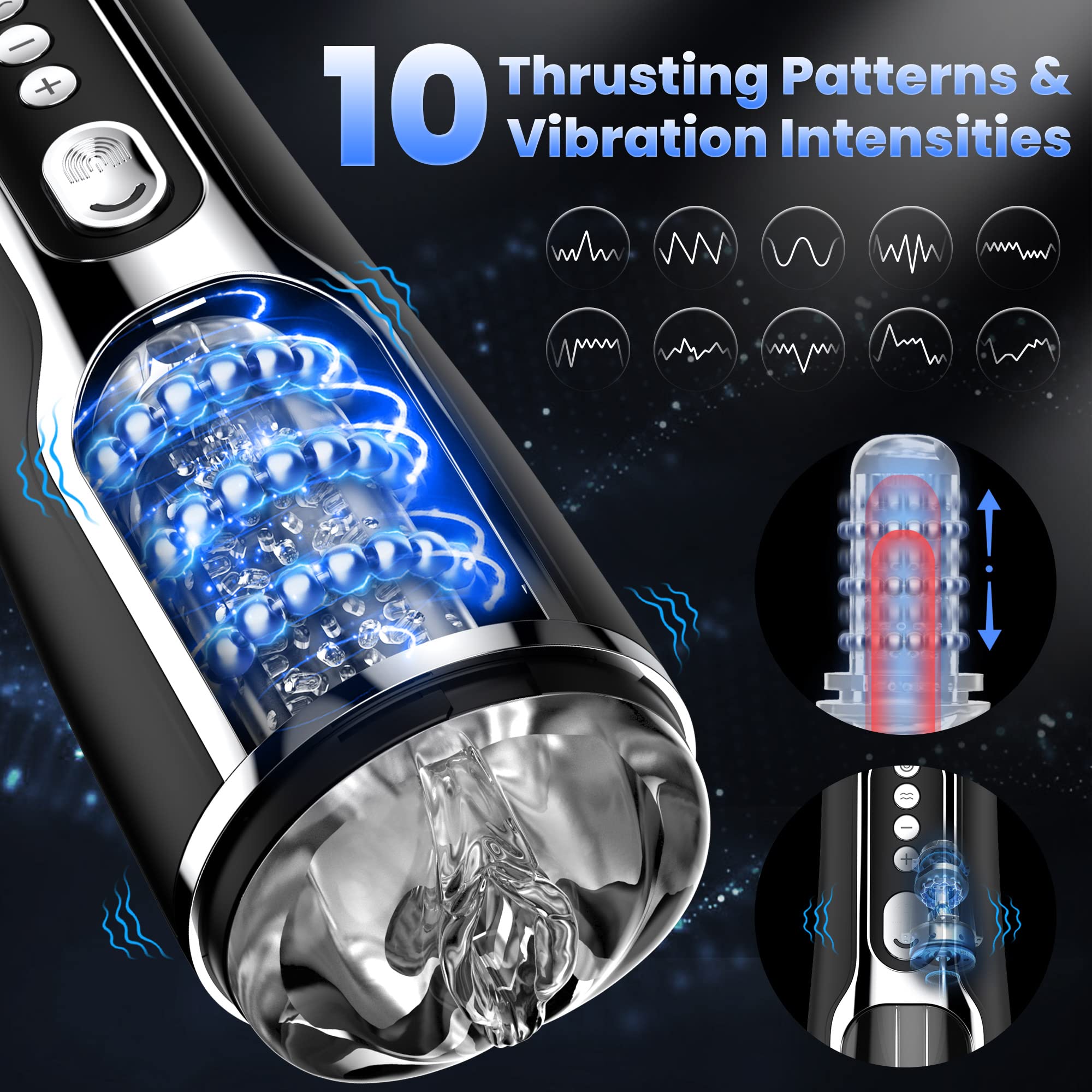 Automatic Male Masturbator with 10 Thrusting Patterns & Vibration Settings, Adult Toy Penis Pump Male Sex Toys for Men, Sex Toy Male Stroker Adult Toys Pocket Pussies, Adult Sex Toys