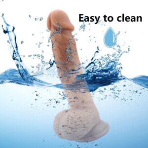 9 Inch Silicone Realistic Dildo Soft Large Dildos for Women with Strong Suction Cup for Hands-Free, Flexible Lifelike Dual Density Penis with Curved Shaft for women's big toys adult