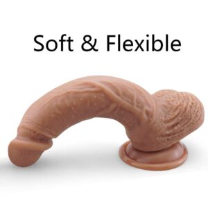 9 Inch Silicone Realistic Dildo Soft Large Dildos for Women with Strong Suction Cup for Hands-Free, Flexible Lifelike Dual Density Penis with Curved Shaft for women's big toys adult