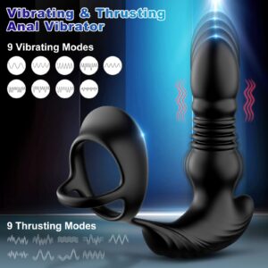 Sex Toys for Men Anal Plug - Krumppo Adult Toys Thrusting Prostate Massager with Cock Ring, Anal Toys APP Remote Control Anal Vibrator Butt Plug Sex Toys for Men, Anal Sex Toys for Men Couples