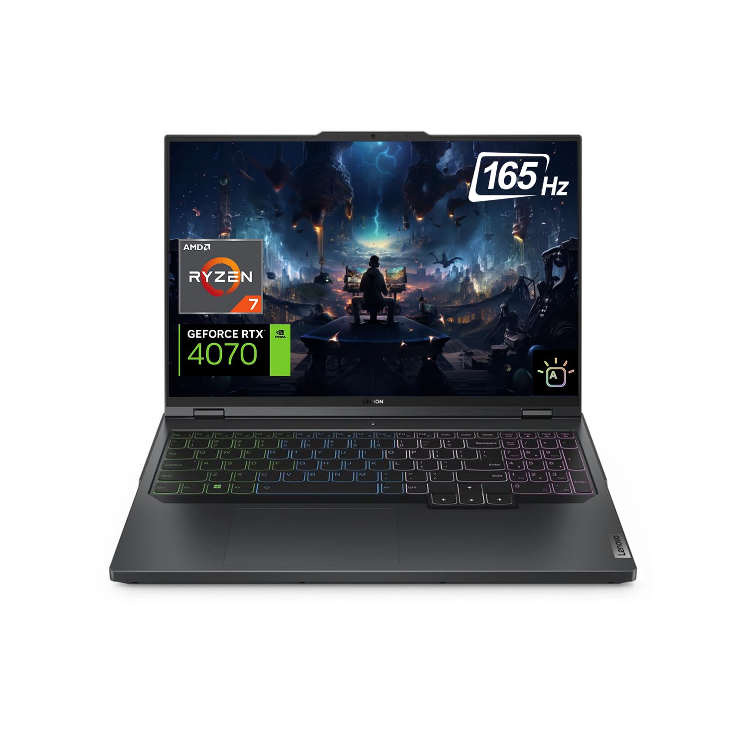 Lenovo Legion Pro 5 Gen 8 Gaming Laptop, 16” WQXGA 165Hz Screen, AMD Ryzen 7 7745HX Processor, NVIDIA GeForce RTX 4070, 32GB DDR5 RAM, 1TB SSD, RGB Backlit KB, Wi-Fi 6, Windows 11 Home, Onyx Grey