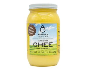 amber & gold - authentic ghee - keto, paleo & gluten free friendly food - great for healthy snacks, toast, crackers, pasta, coffee creamer & cooking - 16oz