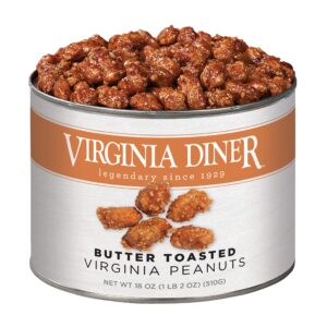 virginia diner - gourmet natural extra large butter toasted virginia peanuts, 18 ounce tin