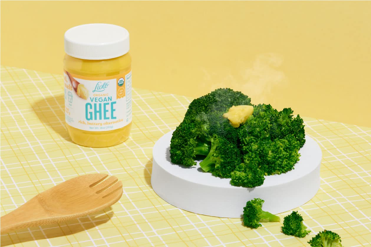 Livlo Organic Vegan Ghee - Plant Based Butter - No Refrigeration Necessary - Dairy Free, Soy Free, Gluten Free Substitute to Ghee and Butter - 14 oz.