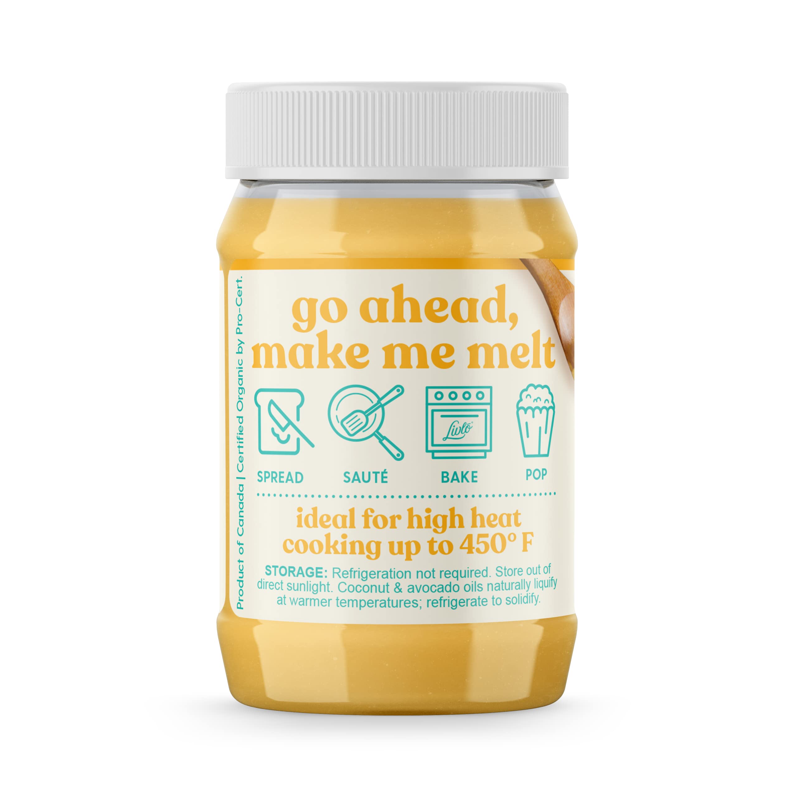 Livlo Organic Vegan Ghee - Plant Based Butter - No Refrigeration Necessary - Dairy Free, Soy Free, Gluten Free Substitute to Ghee and Butter - 14 oz.