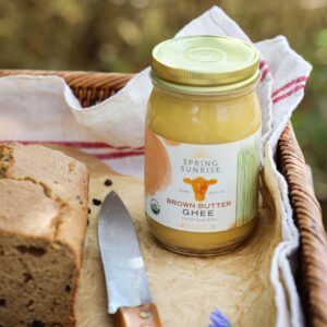 Spring Sunrise Brown Butter Ghee - Grass Fed Butter - Ghee Butter Organic Grass Fed - Ghee Clarified Butter - Ghee Butter - Ghee Organic - Grass Fed Ghee - Organic Ghee From Grass-fed Cows