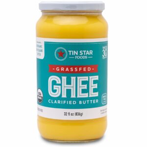 Tin Star Foods Grassfed Organic Ghee –365 Pasture Grazed, Hand Crafted Clarified Butter – Keto, Whole 30 and 21 Day Detox Approved, Lactose Free, Casein Free, – 32 fl oz