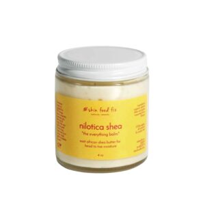 Dry Skin | Nilotica Shea Butter Organic Vegan | East African Pure Shea | Dry Cracked Skin | Hair | Lips | Elbows | Face +Body | Multi Purpose Use | 50 uses in 1 jar | Glass jar 4 oz | Ships in 1 Day