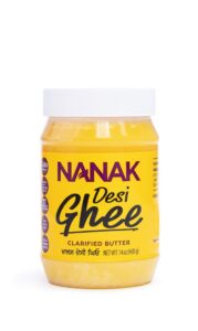 nanak desi ghee clarified butter - premium quality, keto friendly, certified paleo, lactose-free, source of vitamins a & d great alternative for butter suitable for cooking (14 oz)