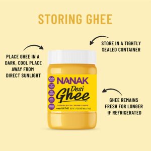 Nanak Desi Ghee Clarified Butter - Premium Quality, Keto Friendly, Certified Paleo, Lactose-Free, Source of Vitamins A & D Great Alternative for Butter Suitable for Cooking (14 oz)