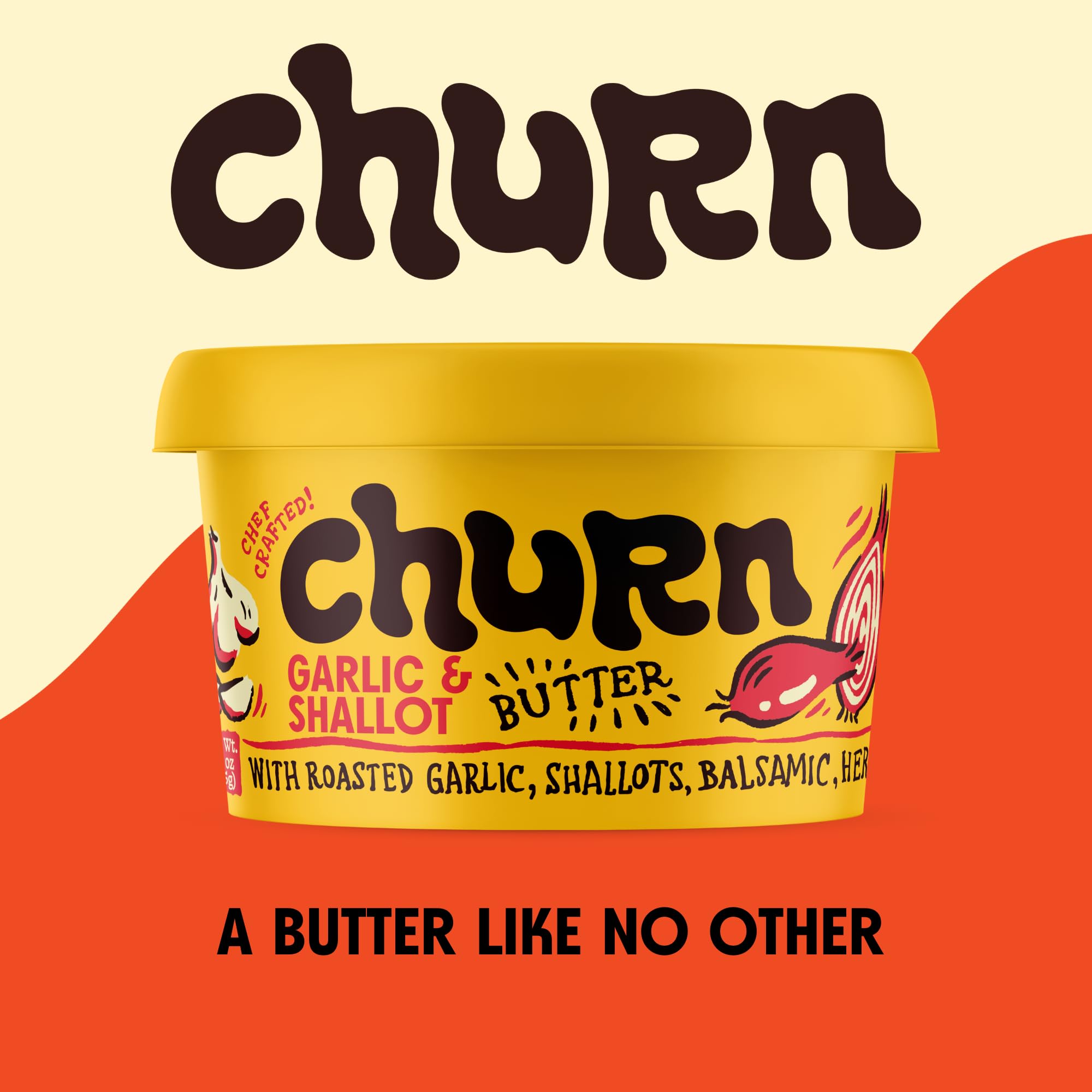 Churn Garlic & Shallot Butter, Flavored Butter Churned with Organic Grass Fed Butter (5.5oz, Pack of 3) - Non-GMO, Hormone-Free, Compound and Finishing Butter