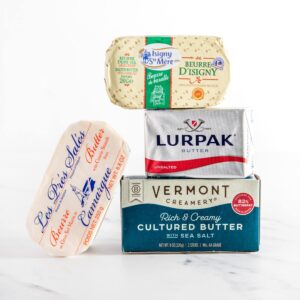 igourmet butters of the world assortment - butter connoisseur's variety - international butter assortment including danish lurpak butter + belgian les pres sales butter + french isigny butter +