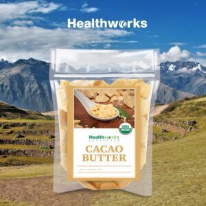 Healthworks Cacao Butter (32 Ounces / 2 Pounds) Organic | Unrefined Non-Deodorized Cocoa | Certified Organic from Peru | Sugar-Free, Keto, Vegan & Non-GMO | Antioxidant Superfood