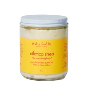 Nilotica Shea Butter, Organic Vegan| East Africa Pure | Dry Skin | Hair | Lips | Elbows | Body Face | Large 8 oz Glass Jar | Use it everywhere | Multi Purpose Use | 100 uses in 1 jar | Ships in 1 Day