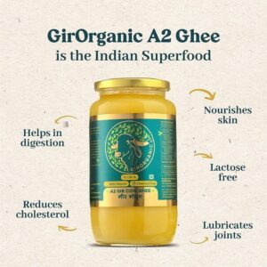 GirOrganic Grass Fed A2 Ghee| Clarified Butter (32 Oz) - Unsalted Gir Cow Ghee Butter - Organic Ghee Oil - Pasture Raised, Lactose-Free 32 Oz