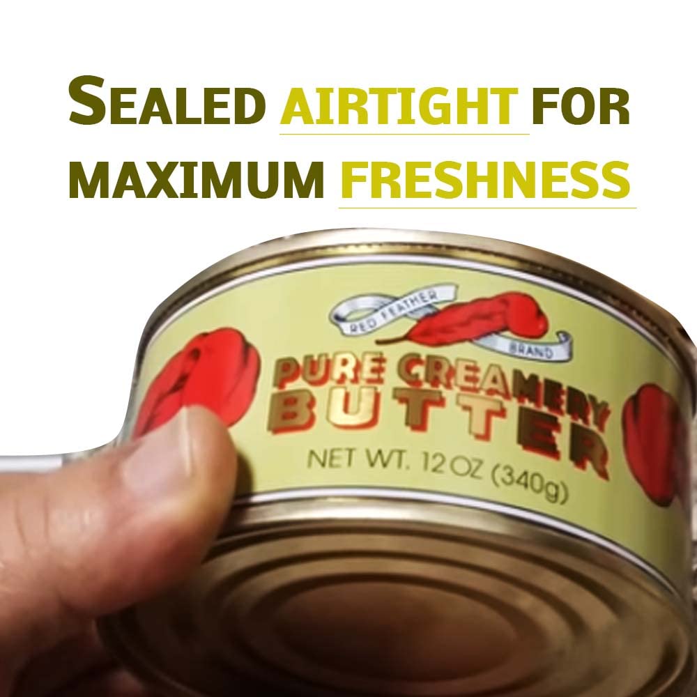 Red Feather Creamery Canned Butter A real butter from new Zealand-100% pure no artificial colors or flavors-Great for Hurricane Preparedness Emergency Survival Earthquake Kit-(24 Cans/Full Case)