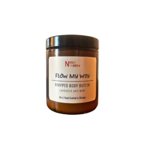 nekid nursery flow my way whipped body butter - lavender lime, vegan, cruelty-free, 24 hour hydration, great for eczema, all skin types, baby friendly, organic ingredients 8 oz