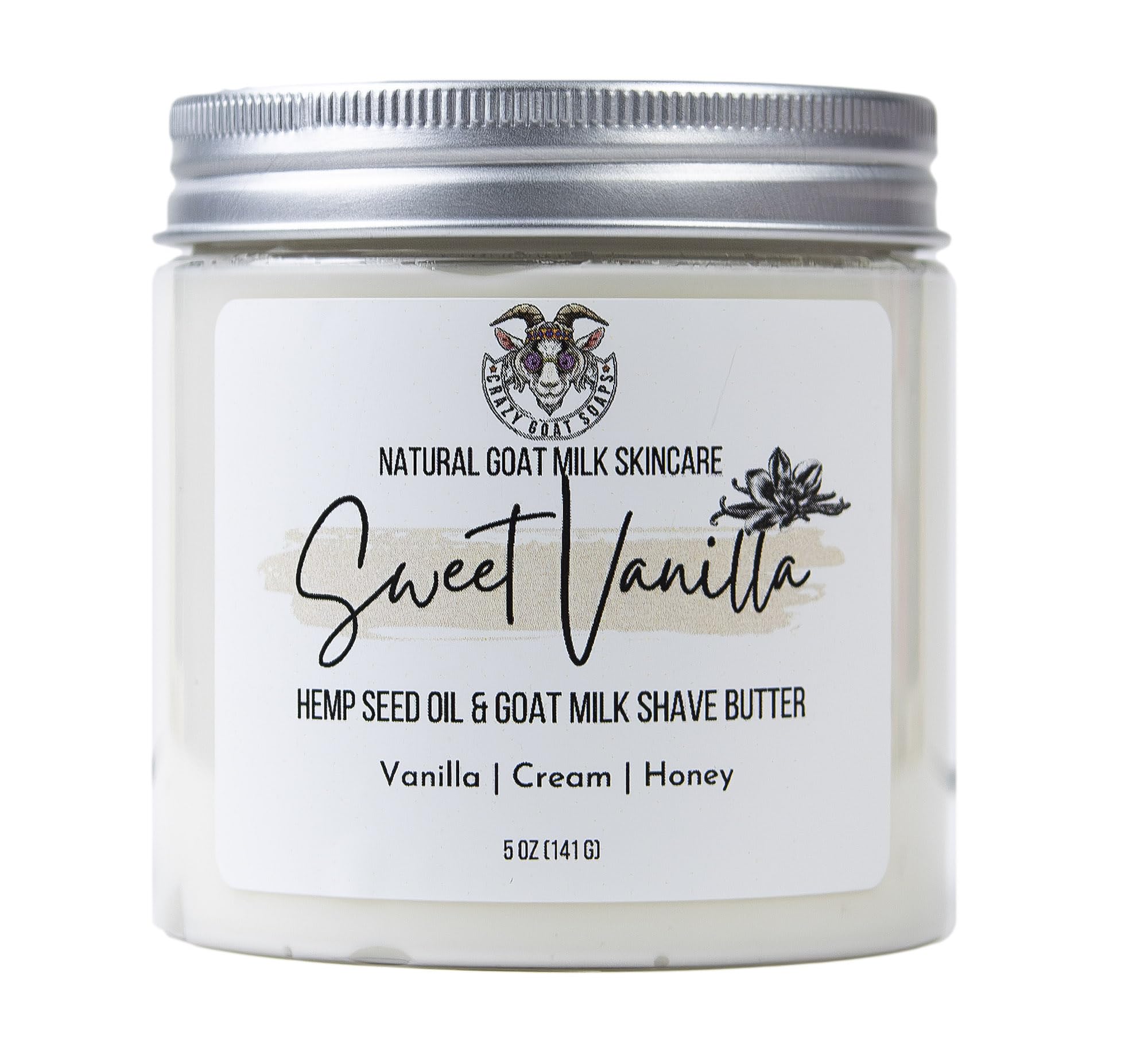 Whipped Shave Butter | Sweet Vanilla | Whipped Goat Milk | Dry and Sensitive Skin Shave Cream | Paraben Free Shave Lotion | Organic Shea and Cocoa Butter | Moisturizing Goat Milk Body Wash - 5oz