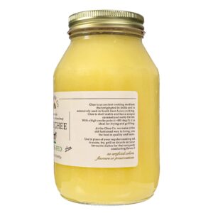 The Ghee Co. - 32 Fl Oz, Grass Fed Ghee, Non GMO, Kosher and Halal, Paleo & Keto friendly, Lactose & Casein Free, Made homestyle, Glass jar