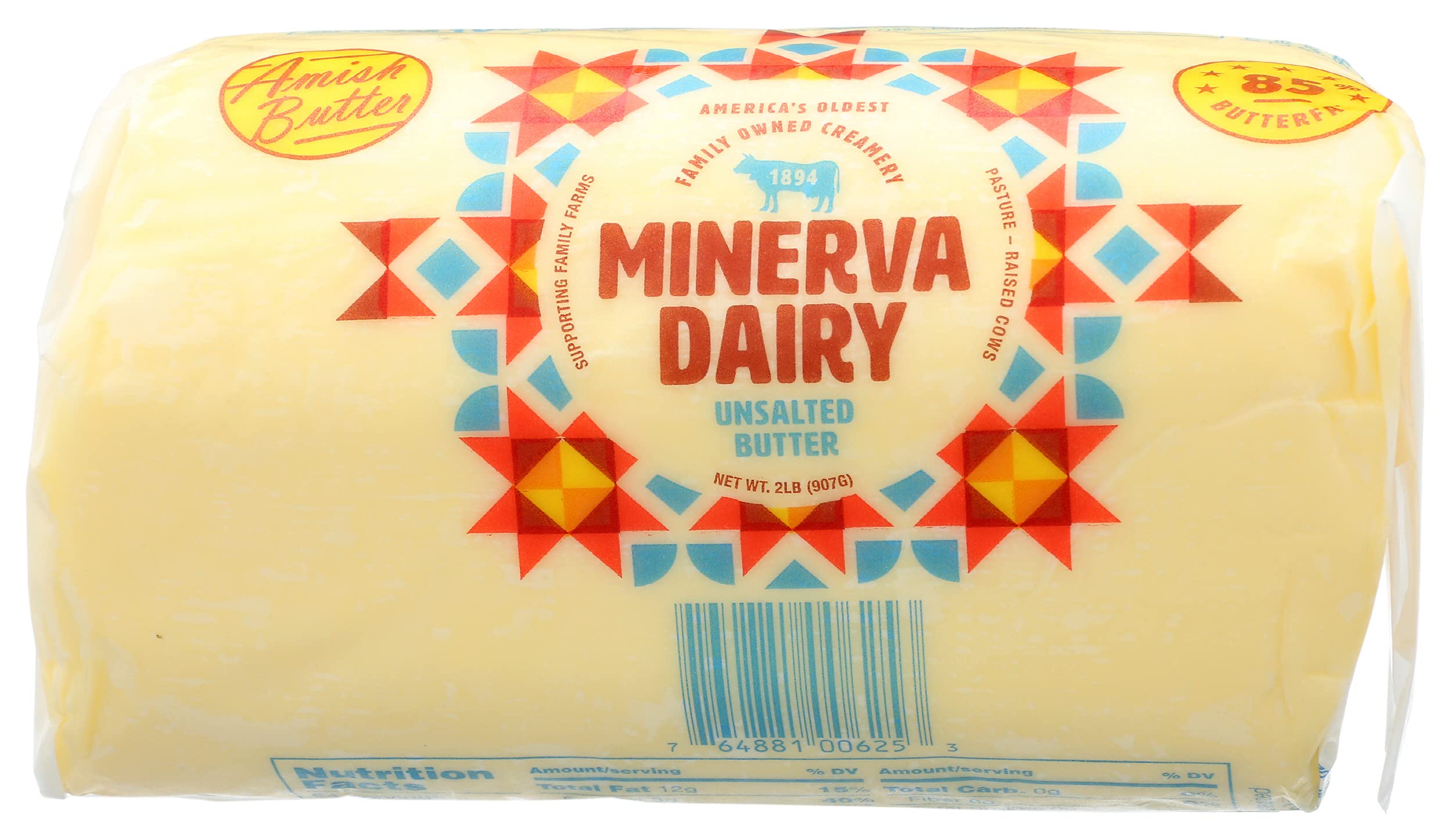 Minerva Dairy Butter Roll Amish Unsalted, 2 lb