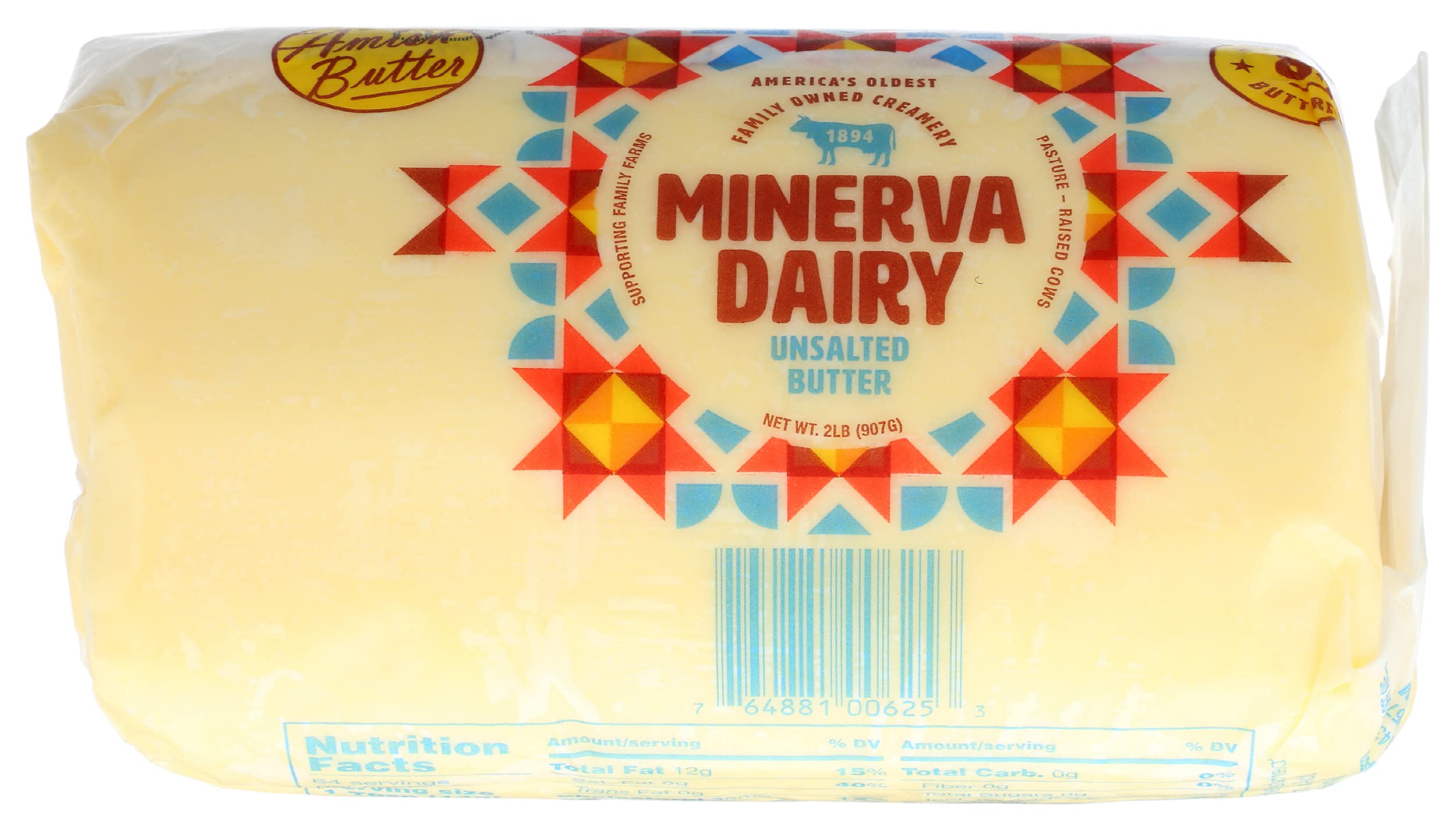 Minerva Dairy Butter Roll Amish Unsalted, 2 lb