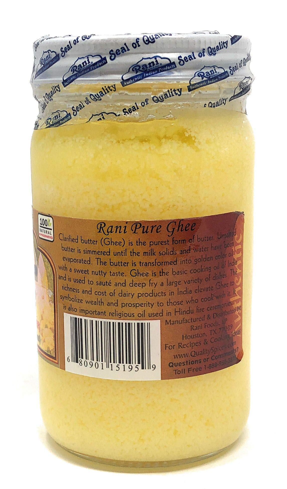 Rani Ghee Pure & Natural from Grass Fed Cows (Clarified Butter) 8oz (227g) ~ Glass Jar | Paleo Friendly | Keto Friendly | Gluten Free | Product of USA