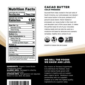 Terrasoul Superfoods Organic Cacao Butter, 1 Lb - Raw | Keto | Vegan | Unrefined