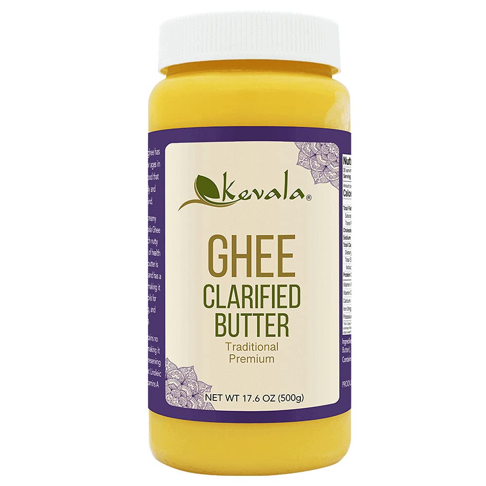 Kevala - Ghee - Clarified Butter - Grass Fed - Ghee Oil - Lactose Free - Casein Free - Gluten Free 17.6 oz/ounce - 500g