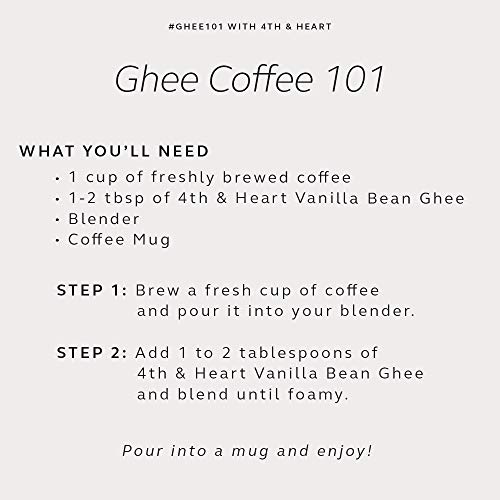 4th & Heart Vanilla Bean Grass-Fed Ghee, 9 Ounce, Keto, Pasture Raised, Lactose and Casein Free, Certified Paleo