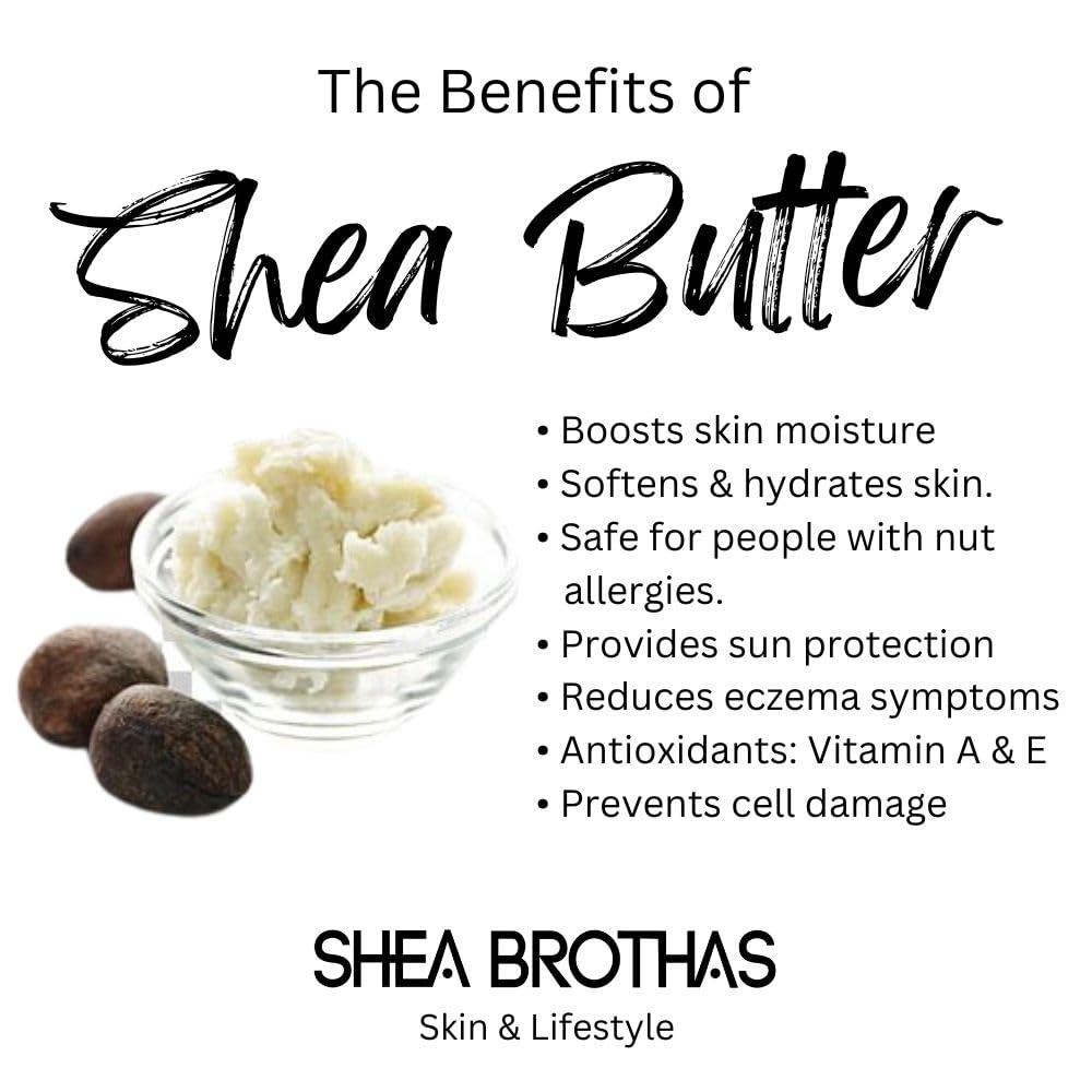 Shea Brothas | Unrefined | Raw | Organic | Shea Butter | Whipped | Body Butter | Dry Skin | Eczema | All Skin Types | Men | Women | Kids | Gifts | Fair Trade | Vegan | 8 oz